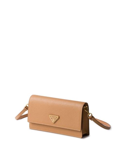 Prada Triangle-Logo Leather Mini Bag in Brown | Lyst