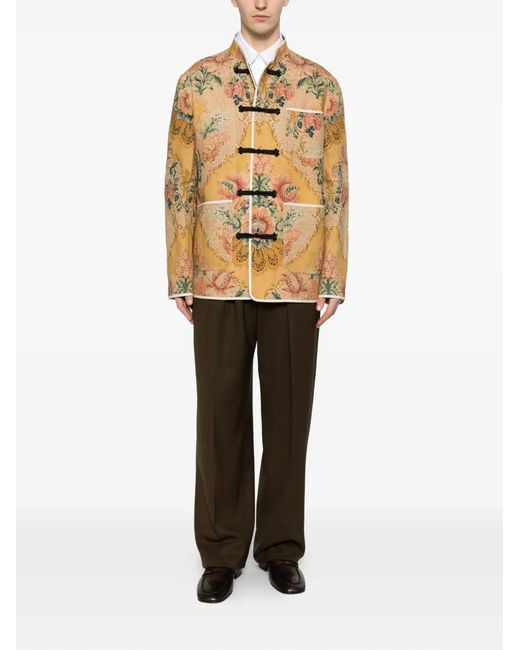 Valentino Garavani Floral-Print Frog-Closure Jacket in Metallic for Men ...
