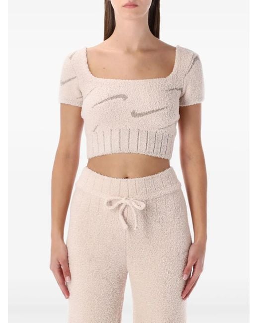 Nike Square-Neck Logo Top in Natural | Lyst UK