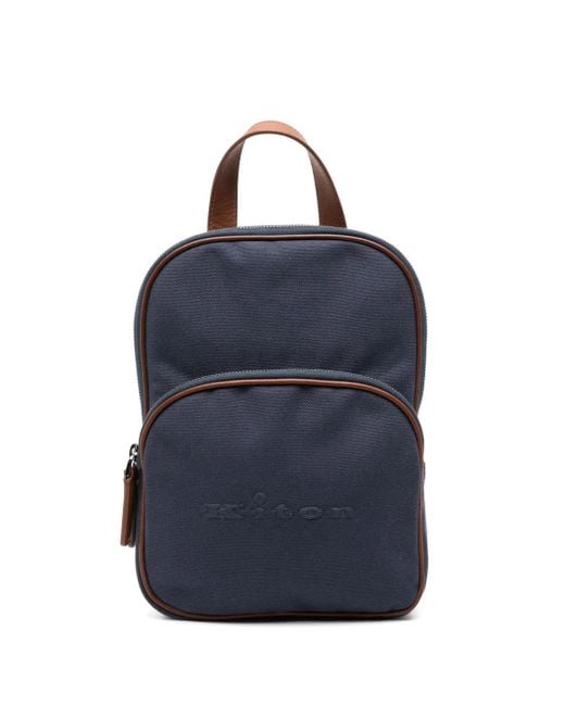 Kiton Logo-Embossed Messenger Bag in Blue for Men | Lyst