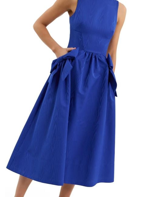 Rebecca Vallance Teles Bow-Embellished Midi Dress in Blue | Lyst UK