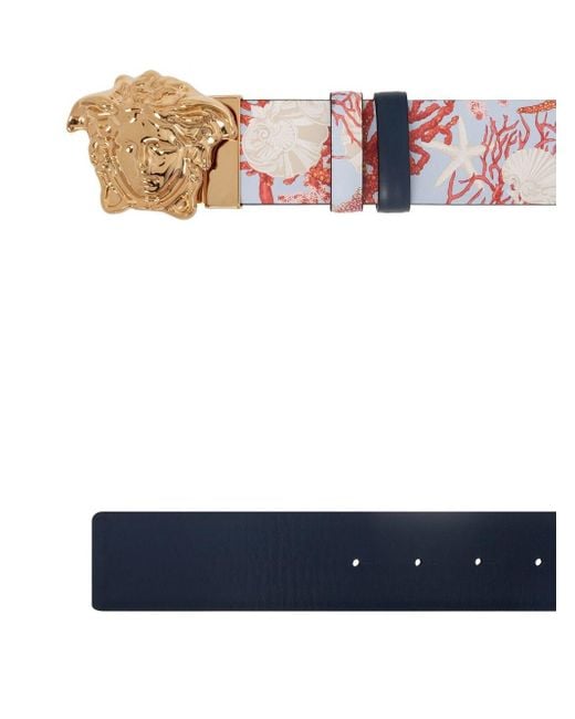 Versace La Medusa Leather Reversible Belt in Blue for Men | Lyst