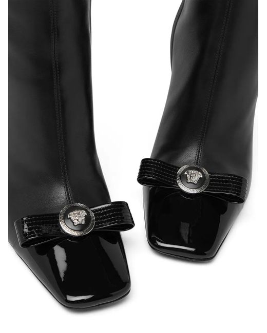 Versace Gianni Ribbon 105Mm Knee-High Boots in Black | Lyst UK