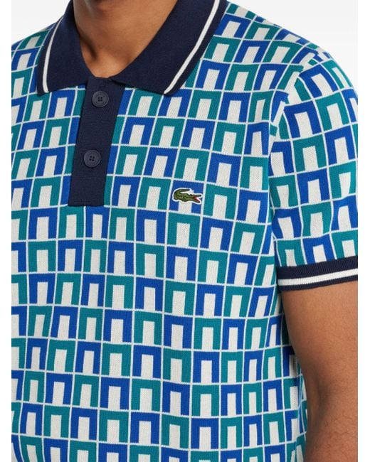 Lacoste Geometric-Pattern Print Polo Shirt in Blue for Men | Lyst
