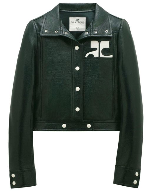 Courreges Reedition Cropped Faux-leather Jacket in Black | Lyst