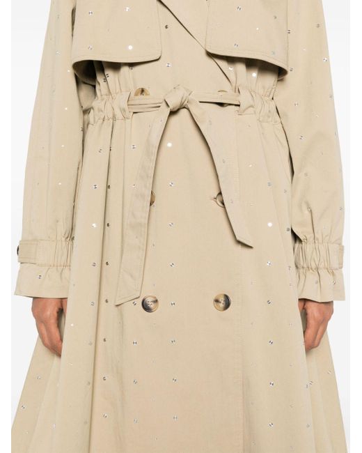 Maje Studded Elasticed-Waist Trench Coat in Natural | Lyst