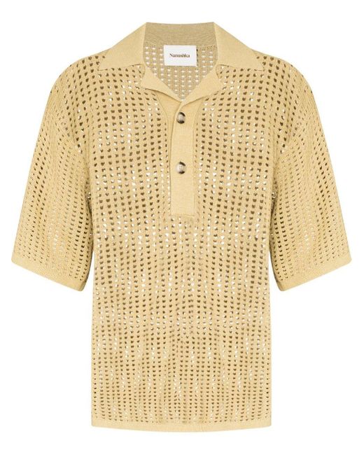 Nanushka Cotton Dorian Knitted Polo Shirt in Natural for Men | Lyst