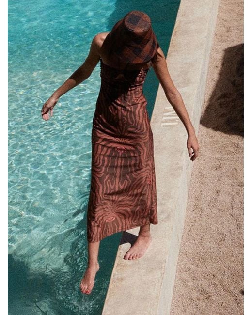 Johanna Ortiz Heaven And Earth Checked Hat in Brown | Lyst UK