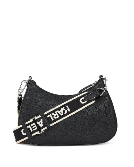 Karl Lagerfeld Logo-Lettering Curved Cross Body Bag in Black | Lyst UK