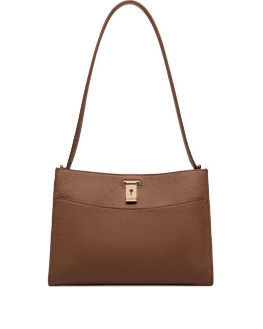 Bally Lock Me Leather Shoulder Bag in Brown | Lyst