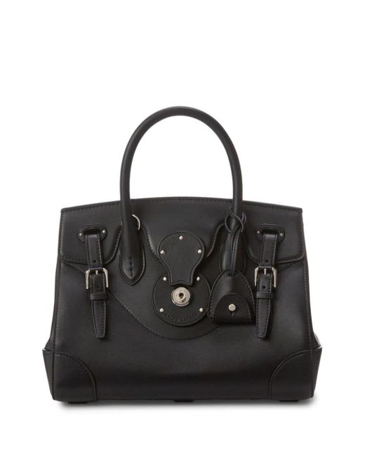 Ralph Lauren Ricky Leather Tote Top-Handle Bag in Black | Lyst