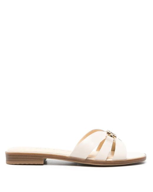 Guess Leather Slides in White | Lyst