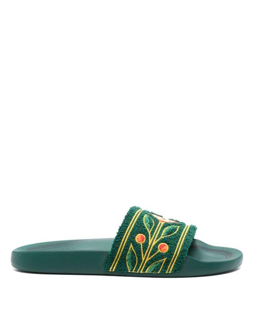 CASABLANCA Embroidered Slides in Green for Men | Lyst