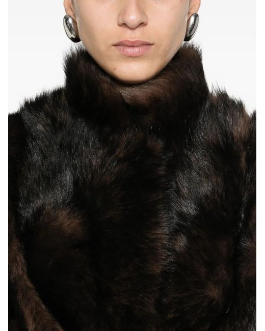Nour Hammour Elsa Belted Faux-fur Coat ブラック | Lyst