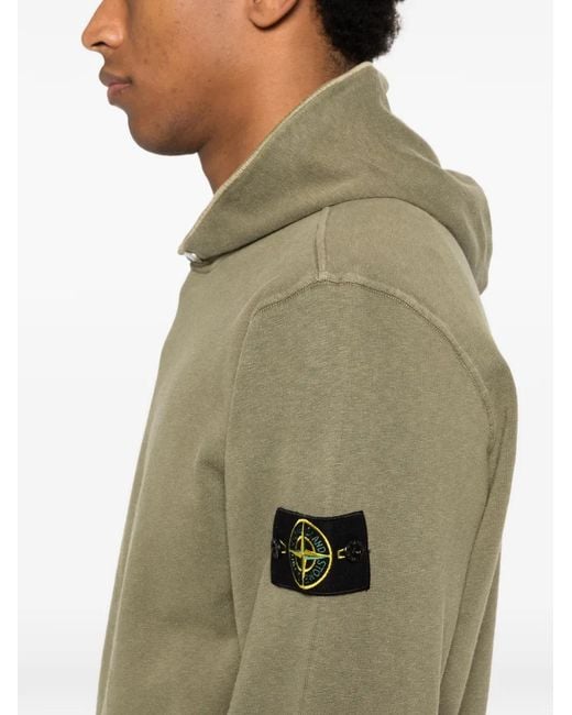 Stone Island Logo-Patch Hoodie in Green for Men | Lyst UK