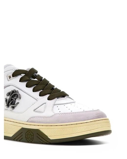 Roberto Cavalli Logo-Plaque Leather Sneakers in White for Men | Lyst UK