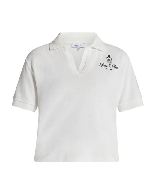 Sporty & Rich Logo-Embroidered Polo Top in White | Lyst UK