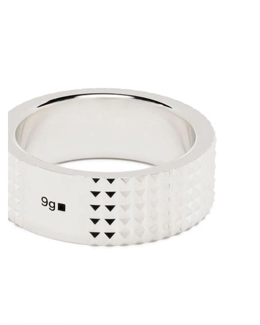 Le Gramme Guilloché Pyramid Ribbon Ring in White | Lyst