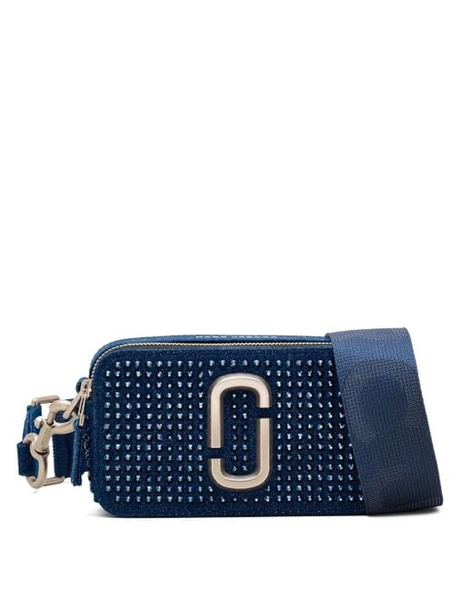 Marc Jacobs The Crystal Denim Snapshot Crossbody Bag in Blue | Lyst