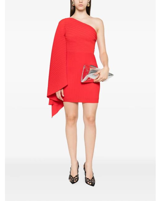 Solace London One-Shoulder Mini Dress in Red | Lyst