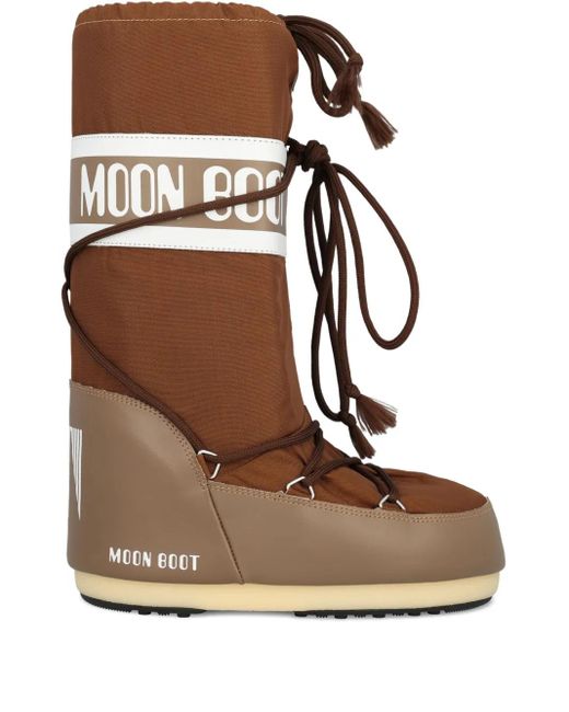 Moon Boot Logo-Band Boots in Brown | Lyst UK