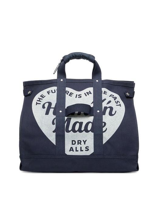 Human Made Large Logo-Print Tote Bag in Blue | Lyst UK