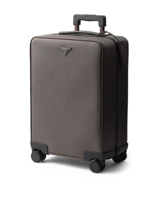 Prada Saffiano Leather Cabin Suitcase in Black | Lyst