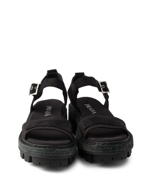 Prada Canvas Sandals in Black | Lyst UK