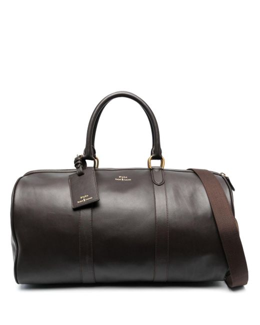 Polo Ralph Lauren Logo-print Leather Duffle Bag in Black for Men | Lyst