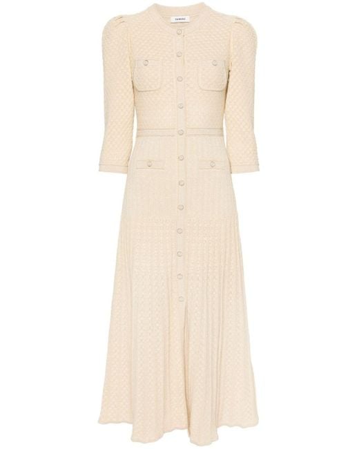 Sandro Metallic-threading Knitted Maxi Dress in Natural | Lyst