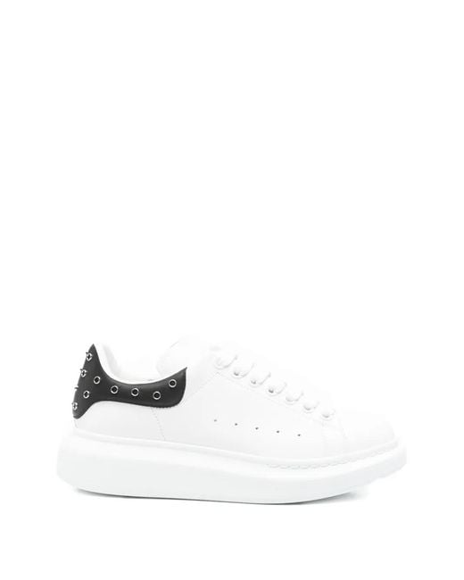 McQueen Eyelet-Details Lace-Up Sneakers in White | Lyst UK