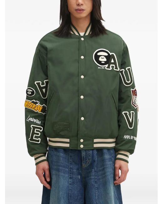 Aape By A Bathing Ape Patch-Embroidered Bomber Jacket in Green for Men ...