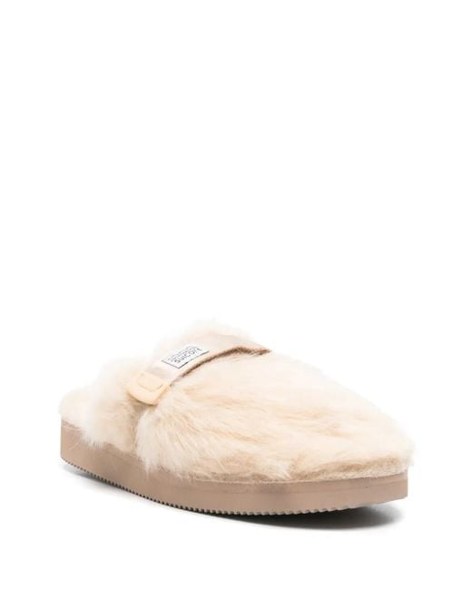 Suicoke Shearling Slippers in Natural | Lyst