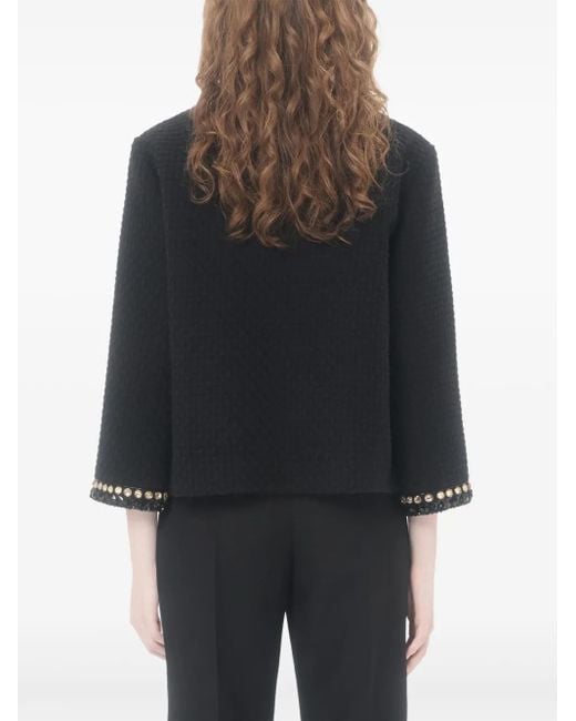 Valentino Garavani Canestrello Tweed Embroidered Jacket in Black | Lyst UK