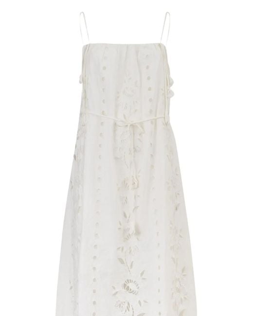 FARM Rio Richelieu Floral-Embroidered Maxi Dress in White | Lyst