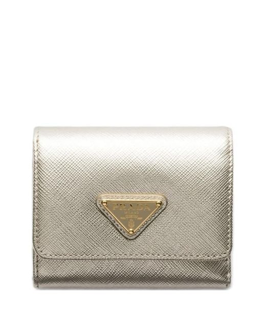 Prada Logo Leather Wallet in Grey | Lyst UK