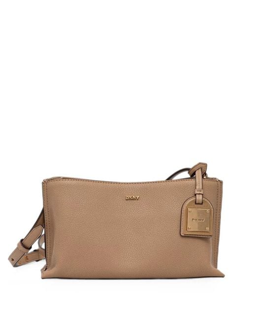 DKNY Alya Logo-Plaque Crossbody Bag in Brown | Lyst UK