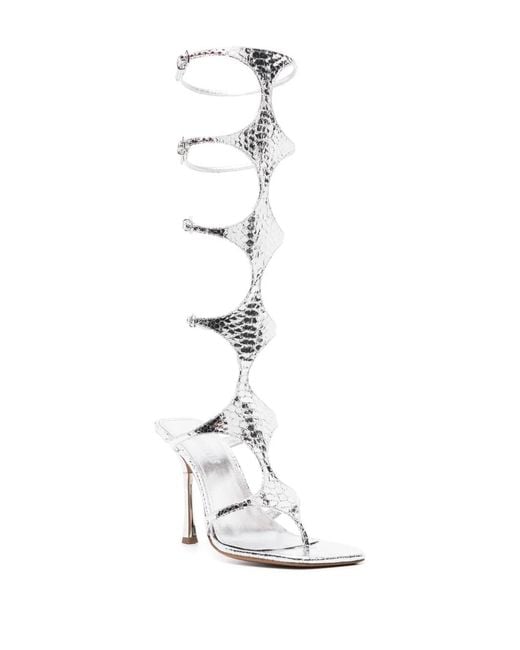 Paris Texas Uma 100Mm Metallic Sandals in White | Lyst UK