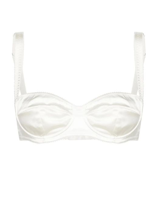 Dolce & Gabbana Scallop-Edge Satin Balconette Bra in White | Lyst