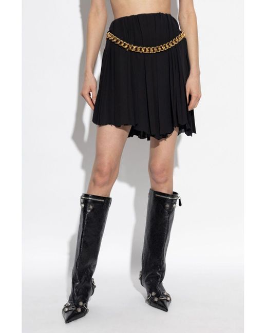 Balenciaga Chain Pleated Skirt in Black | Lyst