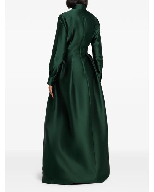 Greta Constantine Pleated Shirt Dress in Green | Lyst UK
