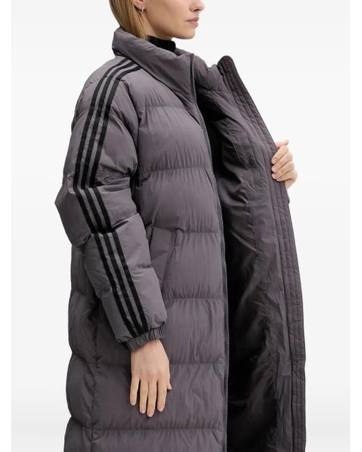 adidas Logo-embroidery Padded Coat in Grey | Lyst UK