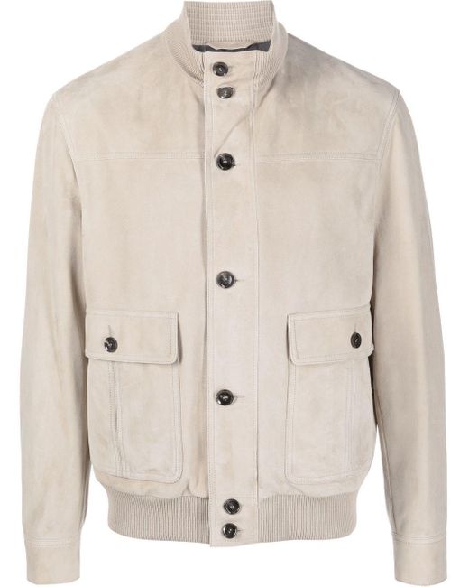 Brioni Stand-up Collar Leather Jacket in Natural for Men | Lyst