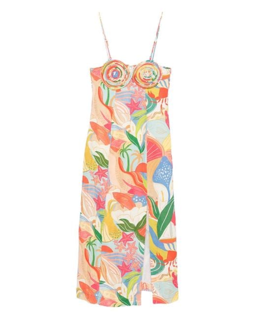 FARM Rio Graphic-Print Midi Dress in White | Lyst UK