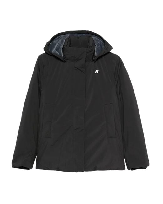 K-Way Hooded Puffer Jacket in Black | Lyst UK