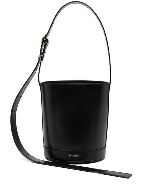 Jil Sander Cannolo Logo-Lettering Bucket Bag in Black | Lyst UK