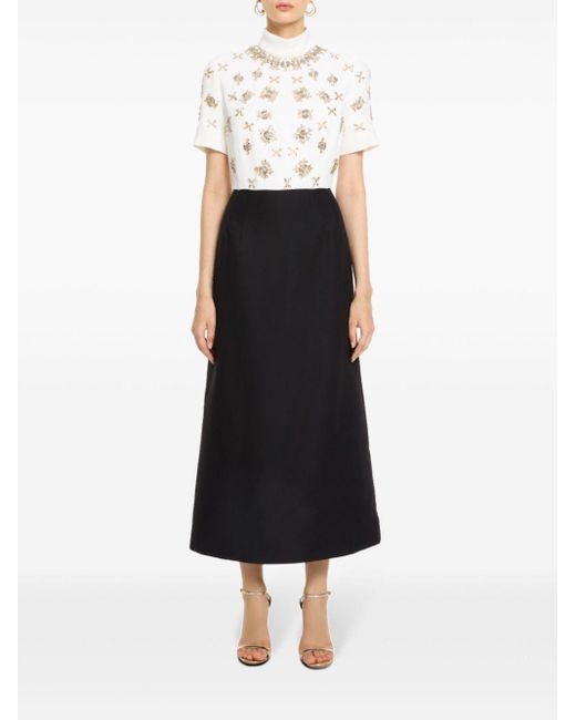 Dice Kayek Crystal-Embellished Midi Dress in Black | Lyst