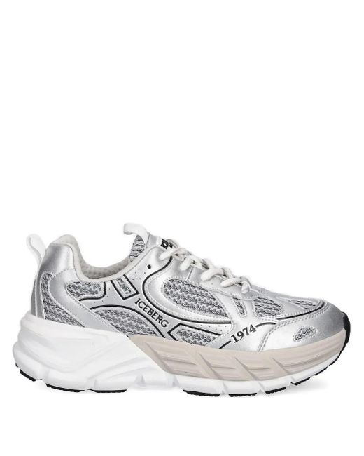 Iceberg Icb One Metallic Mesh Sneakers in White | Lyst UK