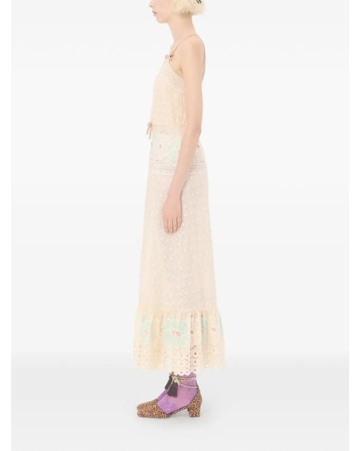 Valentino Garavani Sangallo Midi Dress in Natural | Lyst UK