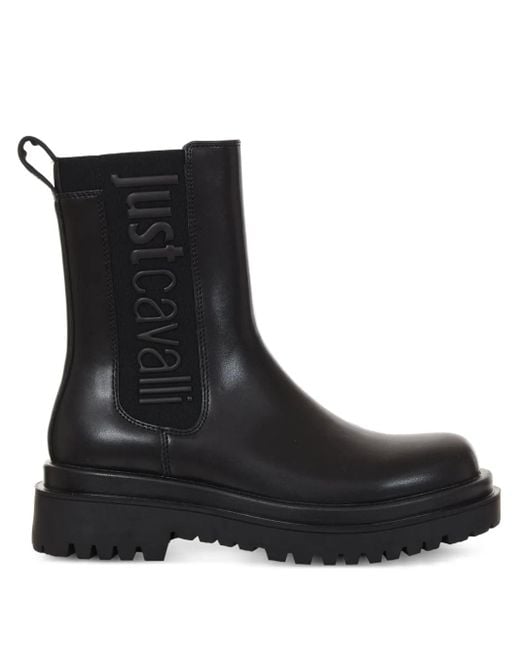 Just Cavalli Logo-Detail Platform Boots in Black | Lyst UK